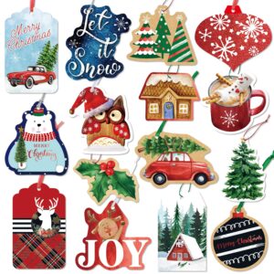 christmas tags for gifts with untied string 60 count(15 assorted glitter, foil, printed designs for xmas holiday present wrapping)…