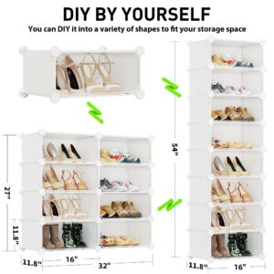 HOMICKER Shoe Rack Organizer,8 Tier Shoe Storage Cabinet with Door Expandable Plastic Shoe Shelves for Closet,Entryway,Hallway,Bedroom