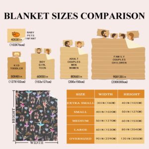 Colorful Ballerina Girls Blankets Ballet Gifts for Girls Women Soft Flannel Cozy Lightweight Throw Blankets for Couch Bed Sofa Unisex Small 50×40in for Kid/Child