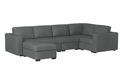 Sectional Couches for Living Room: Modular L Shaped Couch with Ottoman - Grey U Shape Sofa Furniture Set 6 Piece Modern Upholstered Oversized Daybed Sleeper Sofas