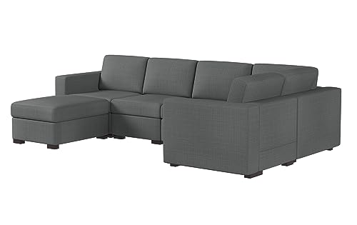 Sectional Couches for Living Room: Modular L Shaped Couch with Ottoman - Grey U Shape Sofa Furniture Set 6 Piece Modern Upholstered Oversized Daybed Sleeper Sofas