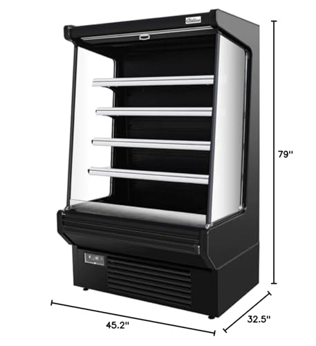 FRICOOL Food Refrigerated Display Case for Commercial Bakery Pastry Front Open Air Refrigerated Display Cooler Case, Movable Shelves and Adjustable Legs, 36~41℉ (61.4 Inches, Black)