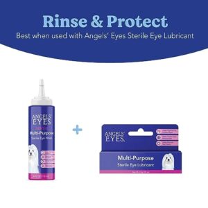 ANGELS' EYES Multi-Purpose Sterile Eye Wash 4 oz Eye Cleaner and Rinse, Tear Stain Reducer for Allergies, Debris, Mucus, Irritation and Weepy Eyes for All Dogs with Boric Acid