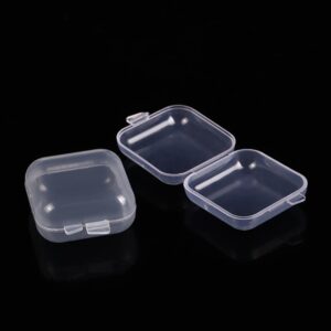 20 Pcs Mini Clear Plastic Box Ear Plug Bead Organizer Case Square Pill Case Craft Project Storage Container Small Item Earring Organizer Box