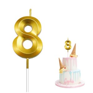 birthday candles for cake, gold number 8 birthday candles, happy birthday numeral candle, number candles for cake decorations for birthday party wedding anniversary graduation celebration