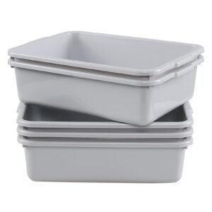 anbers 5 packs plastic dish tubs, commercial bus tub tote box, grey, 8 l