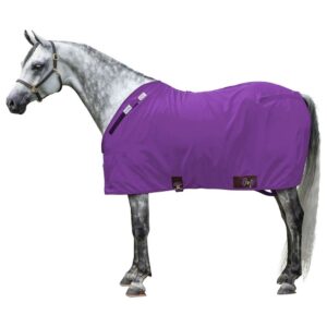 adjusta fit dura-nylon horse stable sheet | ultimate comfort & protection horse sheet | keeps coats smooth & shiny | cutback | closed front | legstrap | color purple | size 76