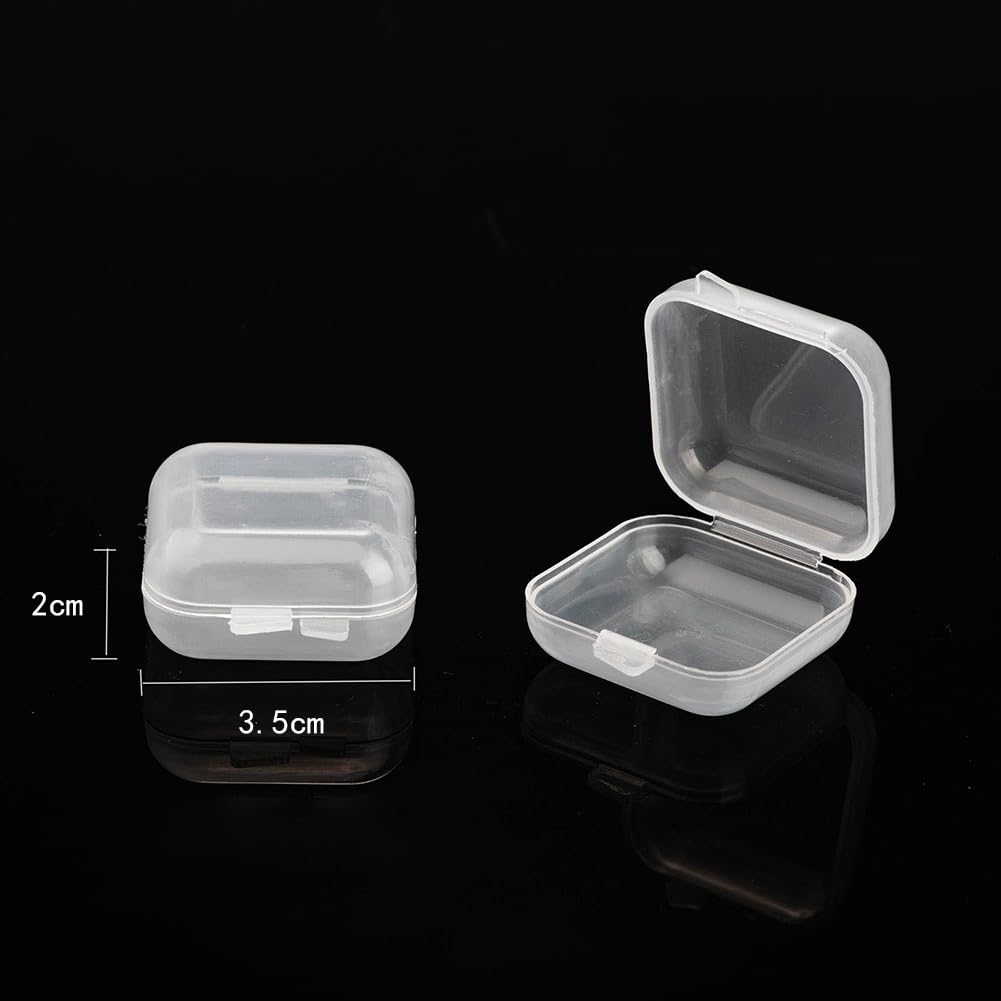 20 Pcs Mini Clear Plastic Box Ear Plug Bead Organizer Case Square Pill Case Craft Project Storage Container Small Item Earring Organizer Box