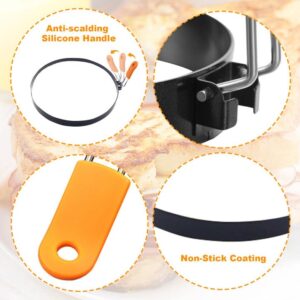 Qivine Egg Rings for Frying Eggs, Round Egg Rings for Egg Mcmuffins with Silicone Handle, 3Pcs Egg Rings for Griddle Egg Circles for Frying Eggs, Nonstick Fried Egg Cooker Ring with Oil Brush