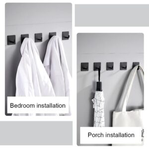 5 Pieces Self Adhesive Hooks, Black Heavy Duty Towel Wall Sticky Hooks Strong Stainless Steel Holder Coat Door Hooks for Bathrooms Kitchen Lavatory Closet Bedroom