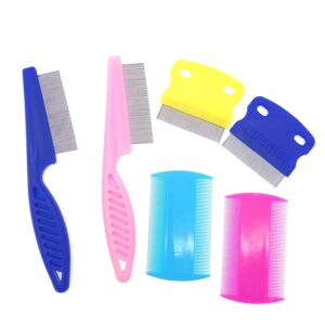 6 pieces flea comb for cats dogs lice combs fine tooth comb grooming set remove float hair tear marks dandruff hair stain nit tick removal tool