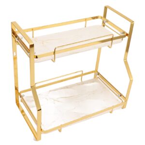 2/3-tier bathroom corner counter organizer, bathroom countertop shelf makeup organizer for vanity perfume tray,wall mounted corner organizer standing rack for living room bedroom(gold)