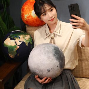 WeightedPlush 10in Blue Earth Planet Plush Pillow, Soft Realistic Mars Moon Sun Stuffed Animal Globe Plushies Toys Learning Science Astronomy Space Solar System Educational Stuffed (Sun)