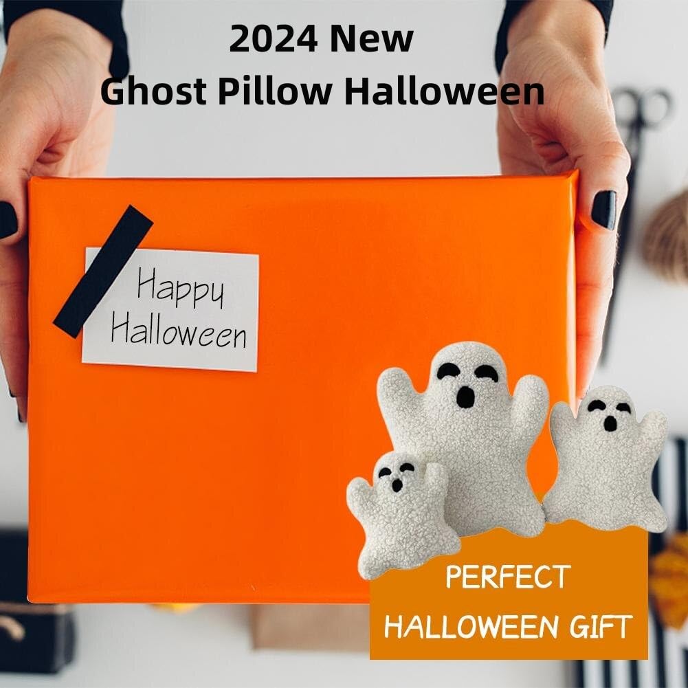 2024 New Ghost Pillow Halloween - Cute Ghost Shaped Plush Pillow, Halloween Ghost Decorative Throw Pillows, Soft Fluffy Plush Stuffed Halloween Ghost Pillow for Halloween Decor (#1-30cm/11.8in)