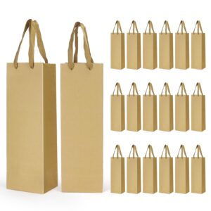 czwestc 20 pack kraft paper wine bags with handles brown wine bottle bags bulkwine gift bags shopping bags party bags retails bags whiskey champagne bottles bags-3.5×4.3×13.8 in