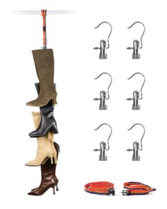 allgawise rainbow 6pcs boot hanger for closet with adjustable rope - boot hanging clips for tall boots, cowboy boot rack, hanging shoe organizer space saver