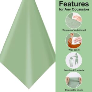 3Pack Sage Green Plastic Tablecloths for Rectangle Tables, Green Disposable Table Cloth, Waterproof Sage Green Table Cover for Birthday Bridal Wedding Baby Shower Party Decorations, 54 X 108Inch