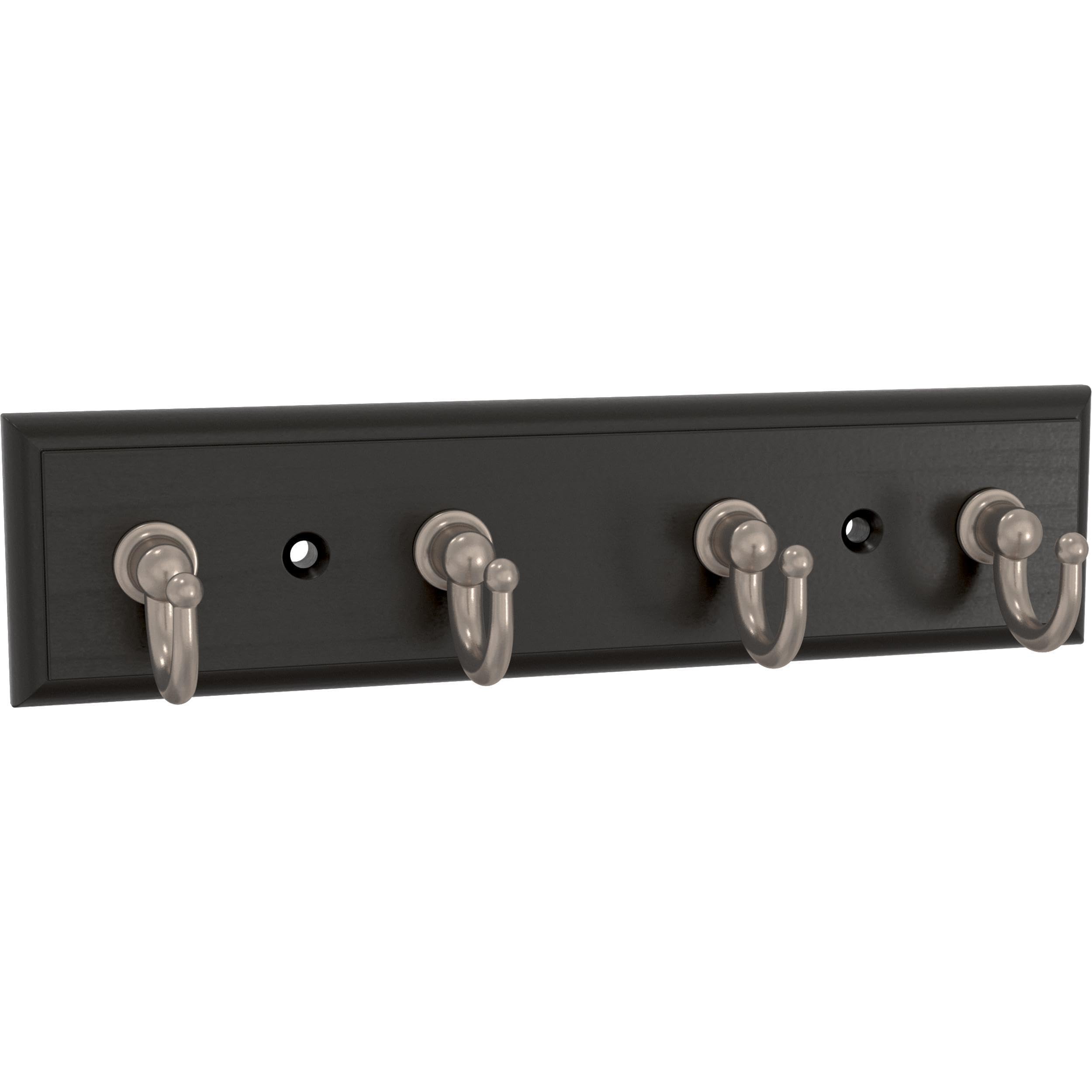 Franklin Brass Key Tidy (1-Pack) Matte Black Key Holder 7" Wall Mount Key Rack 4 Key Hooks for Wall, Hallway, Entry Small Keychain Rail Organizer B46711K-218-R