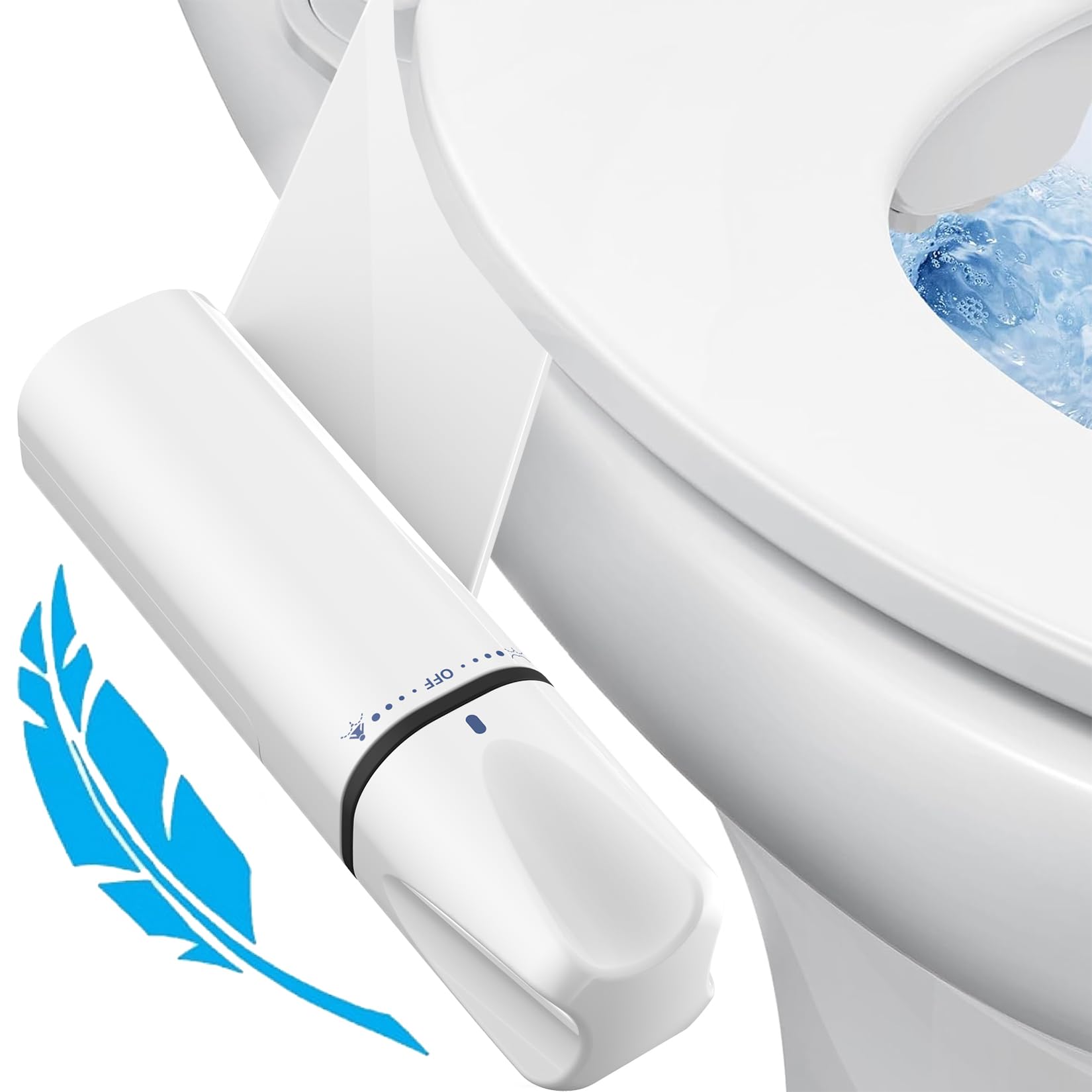 Bidet Attachment for Toilet, Ultra-Slim Non-Electric, Self Clean Bidet Sprayer, Adjustable Water Pressure, Dual Nozzle for Feminine/Posterior Wash, Easy to Install, White, BELLEARLY