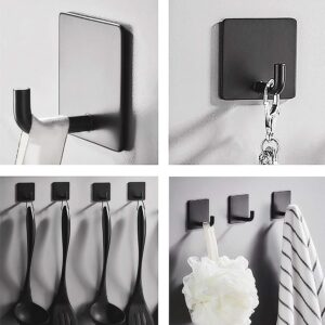 5 Pieces Self Adhesive Hooks, Black Heavy Duty Towel Wall Sticky Hooks Strong Stainless Steel Holder Coat Door Hooks for Bathrooms Kitchen Lavatory Closet Bedroom