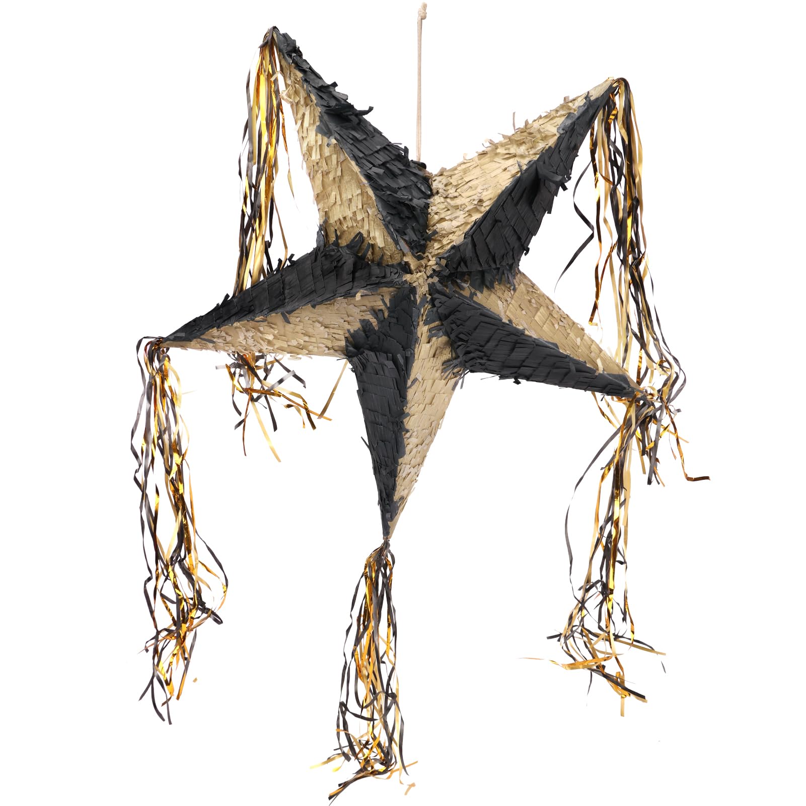 Auihiay Black Gold Star Pinata, Foldable Pinata for Boys and Girls, Fashion Star Pinatas for New Year, Birthday Party, Anniversary, Baby Shower, Mexican Taco Party