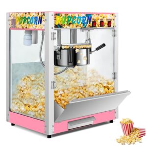 oukidr popcorn machine, commercial popcorn machine with 8 oz kettle makes up to 48 cups, popcorn machine movie theater style with 3 switch control, pink