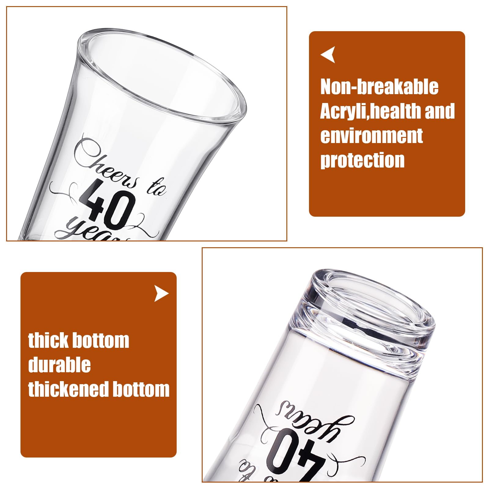 Sliner 48 Pack Birthday Shot Glasses Bulk Unbreakable 1.4oz Cheers to 30/40/50/60/70/80 Years Shot Glass Thick Base Mini Clear Plastic Shot Glass Anniversary Favors for Guests Birthday (for 40 Years)