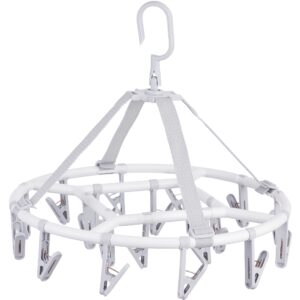 foshine clothes drying racks foldable clip hangers drip hanger plastic with 20 drying clips (light grey-circle)