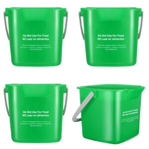 yaomiao 4 pcs cleaning bucket 3 quart small sanitizing square bucket detergent pail with measurements spout and handle for home commercial use restaurant kitchen office school (green)