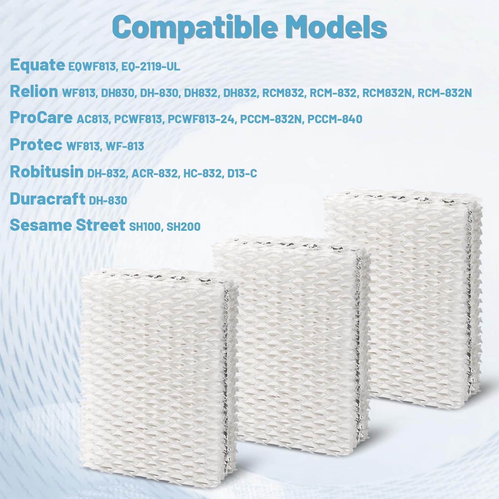 Alocs WF813 Humidifier Filter Replacement for Relion - RCM832 RCM832N ProCare PCWF813 PCWF-813 PCCM-832N PCCM-840 Equate EQWF813 EQ 2119-UL Cool Mist Humidifier Filters（6 Pack）