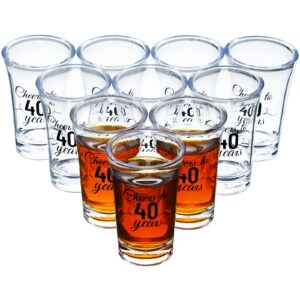 sliner 48 pack birthday shot glasses bulk unbreakable 1.4oz cheers to 30/40/50/60/70/80 years shot glass thick base mini clear plastic shot glass anniversary favors for guests birthday (for 40 years)