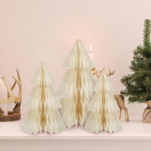 Beeveer 3 Pcs Paper Christmas Tree 8 Inch 10 Inch and 12 Inch 3D Honeycomb Trees Table Centerpiece for Modern Christmas Mantel Decorations Xmas Holiday Party Home Decor