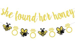 sursurprise bee bridal shower decorations, she found her honey banner bumble bee diamond ring garland for bride to bee bridal shower engagement wedding bachelorette party supplies