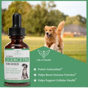 Life of Health Quercetin for Dogs - Quercetin for Dogs Allergies - Dog Allergy Support - Dog Allergy - Quercetin - Quercetin Dog - Dog Allergies - Quercetin Supplements - Dog Allergy Relief - 1 fl oz