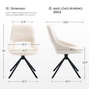 Zesthouse Modern Desk Chair No Wheels, Swivel Vanity Chair with Hollow Back, Armless Home Office Chair for Girls Women, Beige Linen Fabric Computer Task Chair for Bedroom