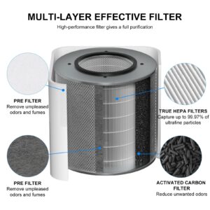 Ganteny HM400 True HEPA Filter Replacement Compatible with Austin Air Healthmate FR400, HM400, HM402, HM405, HM410, HM450 Air Cleaner Purifier, 1 HEPA Filter + 2 Pre-Filters