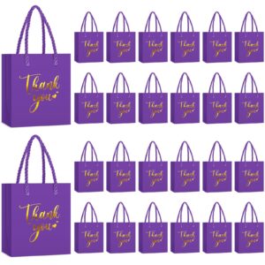 honoson 60 pcs mini gift bag with handle 4 x 2.75 x 4.5'' small thank you paper bag foil gift bag wedding wrap bag birthday party favor bag(purple)