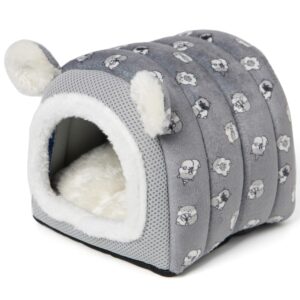 yuanst hedgehog bed cave nest hideout, hamster guinea pigs small animals cage supplies warm house (grey)