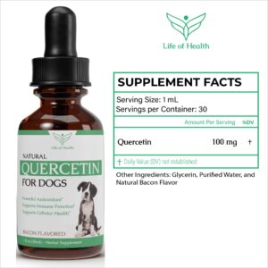 Life of Health Quercetin for Dogs - Quercetin for Dogs Allergies - Dog Allergy Support - Dog Allergy - Quercetin - Quercetin Dog - Dog Allergies - Quercetin Supplements - Dog Allergy Relief - 1 fl oz