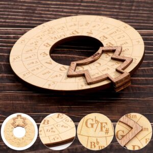 Wooden Melody Tool, Round Wooden Melody Chord Tool Chord Wheel Tool Circle of Fifths Wheel Tool Wooden Melody Tool for Musicians for Chords Notes Key Signature