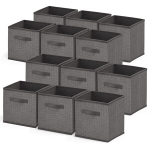 nestl cube storage bins, foldable 12 cube storage organizer bins, fabric storage cubes, storage basket with handles, grey closet storage bins, 11-inch cube storage bins for bedroom, playroom and more