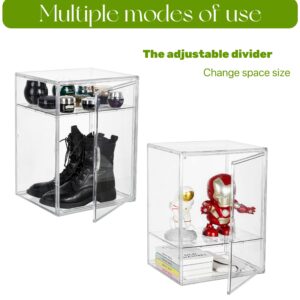 ZLLZUU Super Large Boot Storage Boxes Clear Stackable Storage Bins, XX-Large Shoe Box Organizers with Magnetic Lids, Big Acrylic Display Case an Adjustable Divider