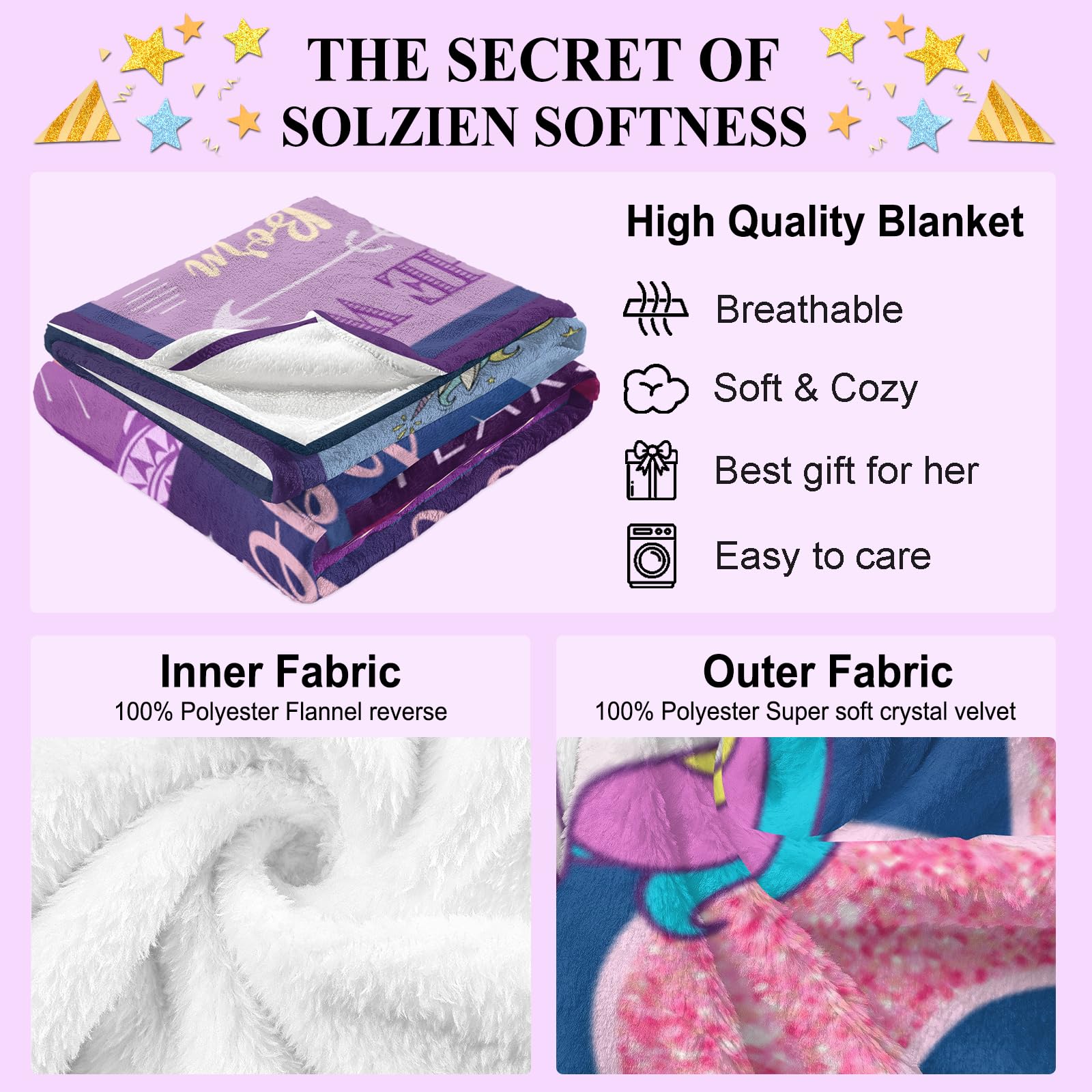 Solzien 5 Year Old Girl Birthday Gift Ideas Blanket 50"x40", Birthday Gifts for 5 Year Old Girls, 5 Year Old Girl Birthday Gifts, 5th Birthday Gifts for Girls, 5th Birthday Decorations Girl