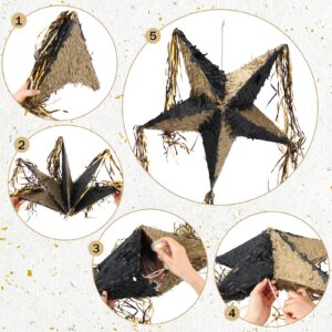 Auihiay Black Gold Star Pinata, Foldable Pinata for Boys and Girls, Fashion Star Pinatas for New Year, Birthday Party, Anniversary, Baby Shower, Mexican Taco Party