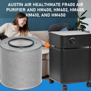 Ganteny HM400 True HEPA Filter Replacement Compatible with Austin Air Healthmate FR400, HM400, HM402, HM405, HM410, HM450 Air Cleaner Purifier, 1 HEPA Filter + 2 Pre-Filters