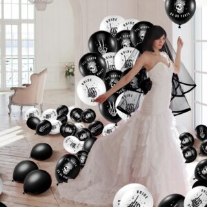 Norme 60 Pcs Bride or Die Latex Balloons Black Bachelorette Party Balloons Decorations Skull Till Death Do Us Party Black and White Balloon Decor for Engagement Bridal Shower Wedding Party Supplies