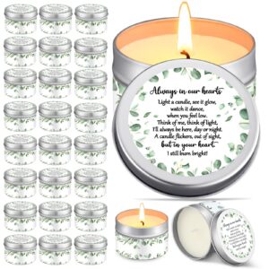 mtlee 24 pcs funeral favors memorial lavender scented candles funeral tealight candles white candles funeral gift sympathy gifts condolence bereavement candle for guest funeral party family (greenery)