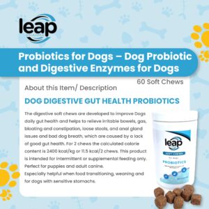 Probiotics for Dogs - Dog Probiotic and Digestive Enzymes for Dogs - 60 Soft Chews for Digestion Support - Pet Supplements