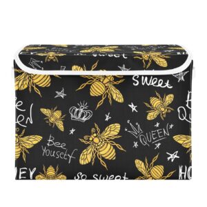 ALAZA Golden Bee Storage Bins with Lids,Fabric Storage Boxes Baskets Containers Organizers for Clothes and Books