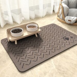 montvoo-absorbent pet feeding mat-no stains quick dry dog mat for food and water bowl-rubber backing dog food mat dog water dispenser mat-dog accessories pet supplies-dog water bowl for messy drinkers